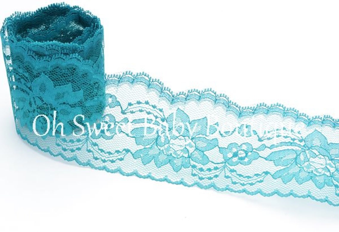 3" Floral Lace Teal 3 Yards - Etsy