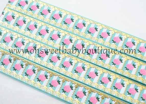 7/8 My Vintage Carousel Ribbon Aqua Base Printed - Etsy