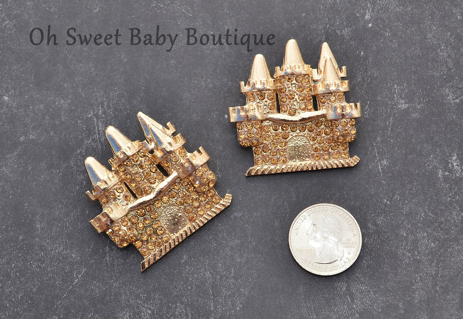 Gold Princess Castle Rhinestone Slider - Etsy