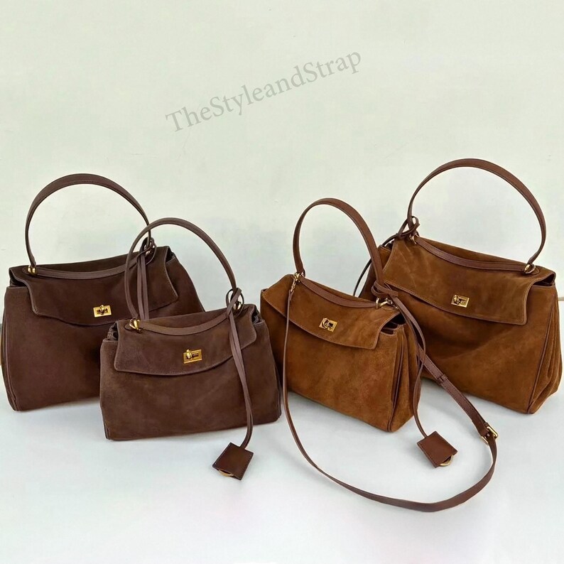 Suede Tote Bag, Soft Suede Leather Shoulder Bags, Slouchy Style ...