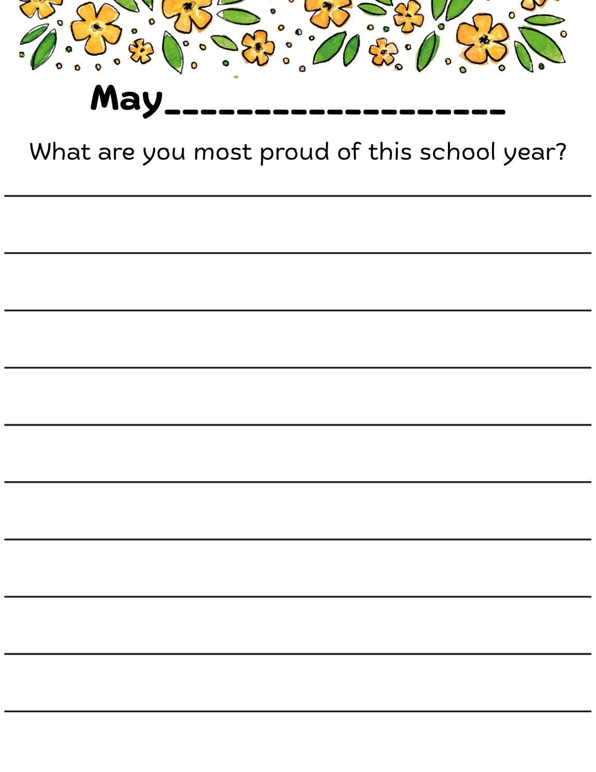 Journal Prompts 3rd-5th Grade Printable Lined With Monthly Themes - Etsy