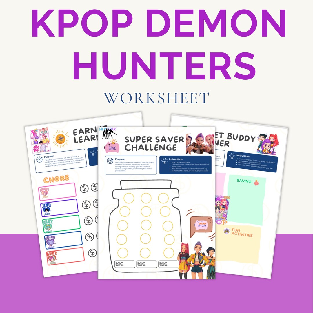 KPOP DEMON HUNTER Money Management Worksheets for Kids Counting Money ...