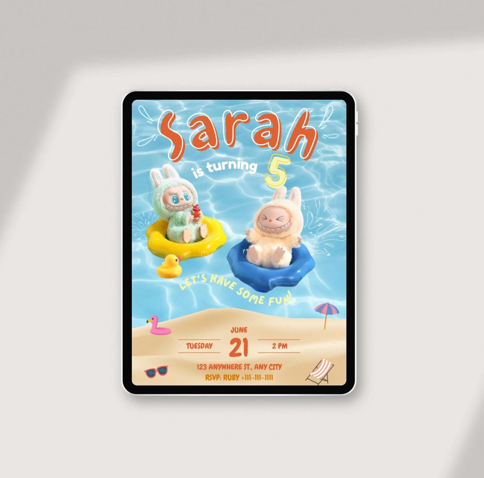Labubu Birthday Invitation, Editable Canva Template (digital Download ...
