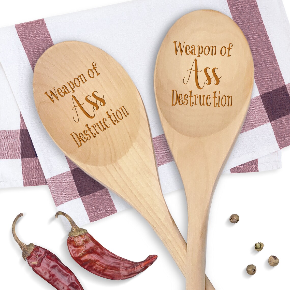 Weapon of Ass Destruction Kitchen Spoon - Wooden Birch Spoon - Funny ...