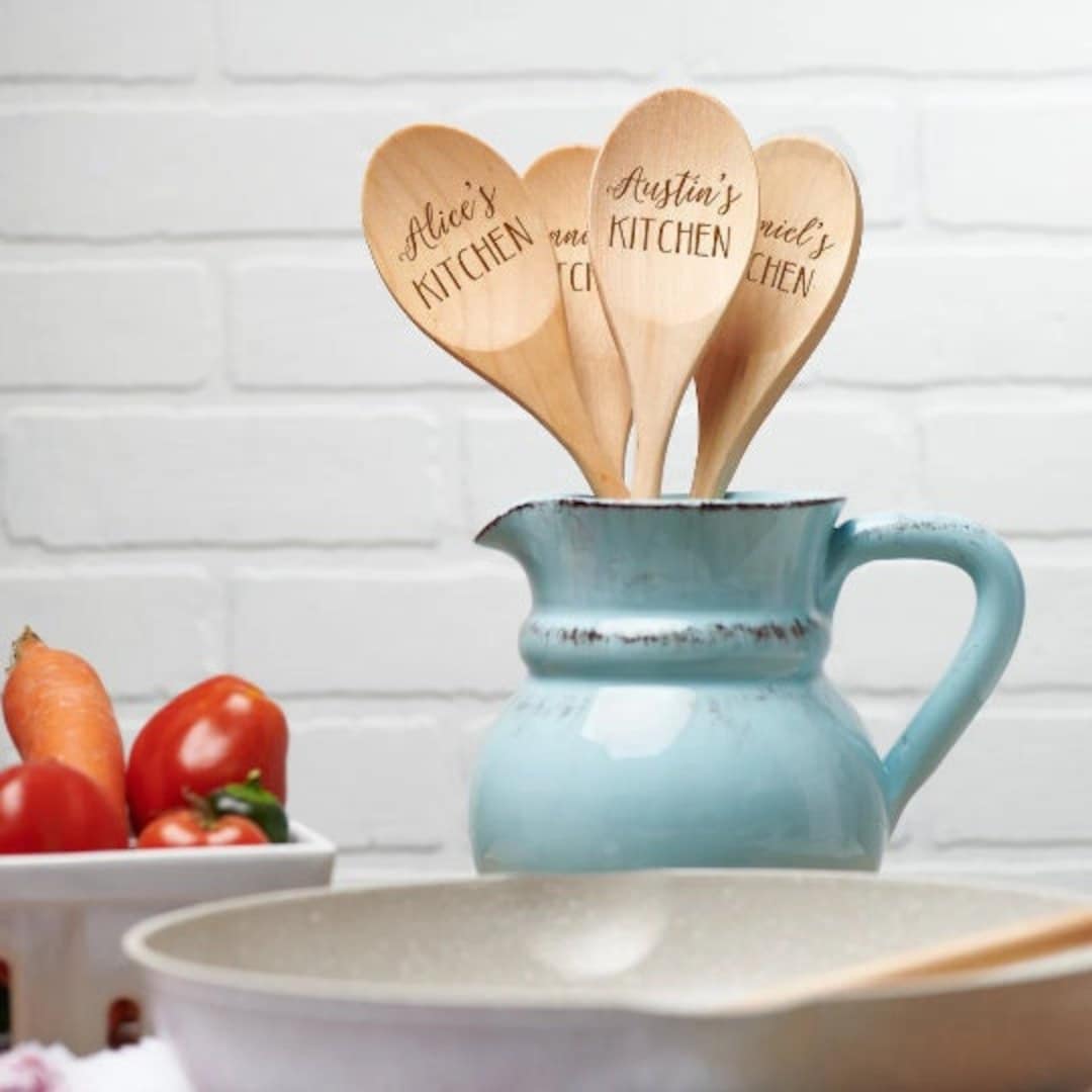 Custom Kitchen Spoon Birch Wood Farmhouse Baking Utensil Personalized ...