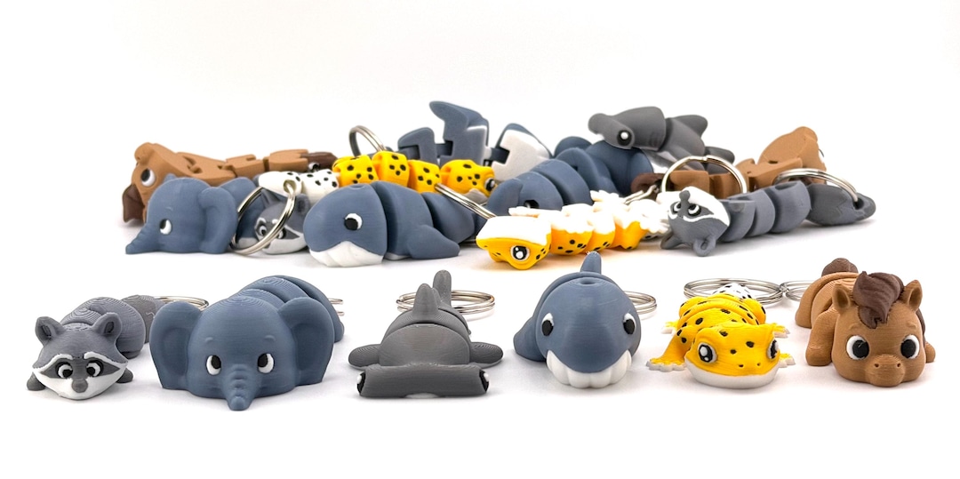 Animal Keychains - 3D Printed - Flexible - 3” Long! - Etsy