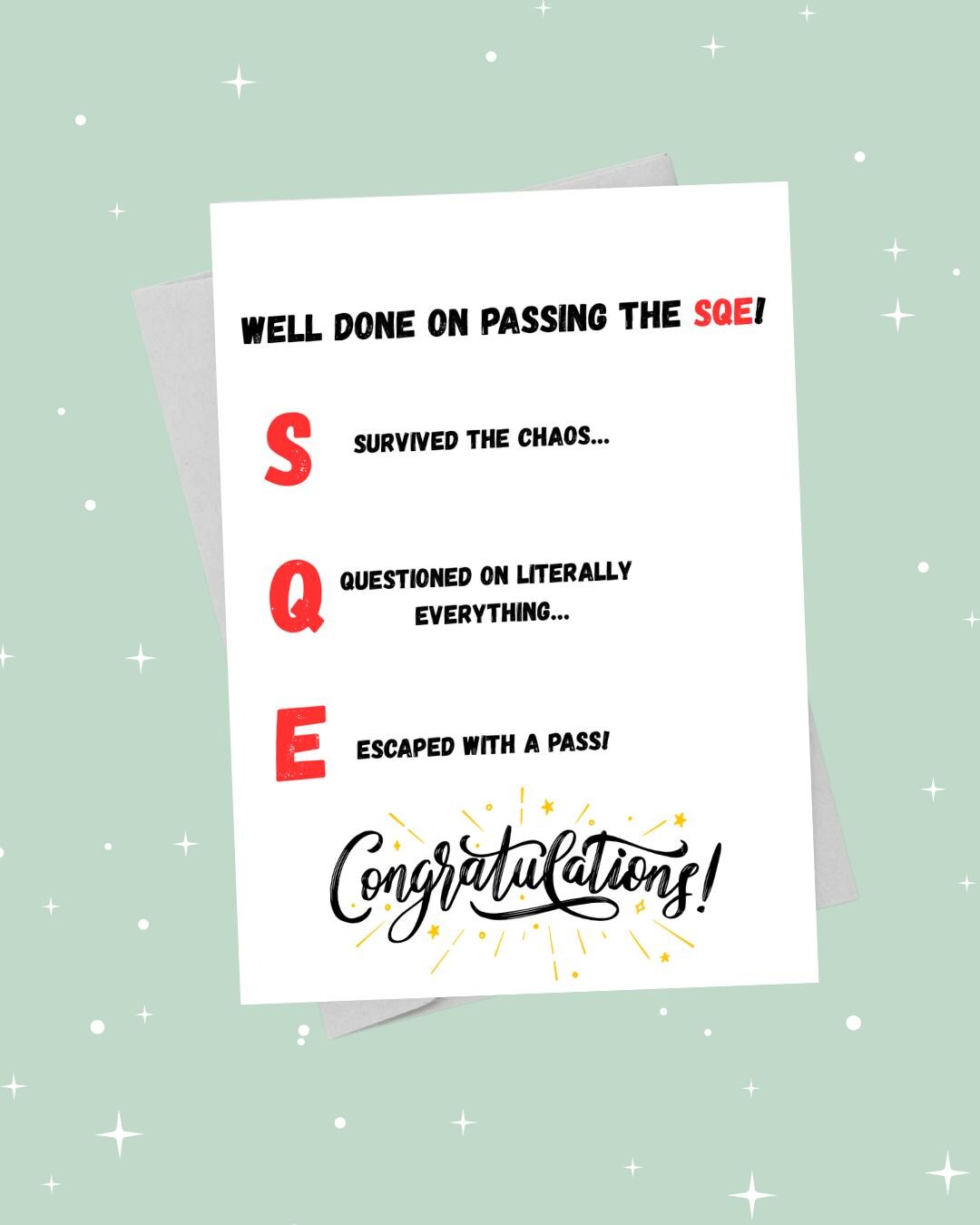 SQE Congratulations Card: Solicitor Qualification Exam, Well Done - Etsy
