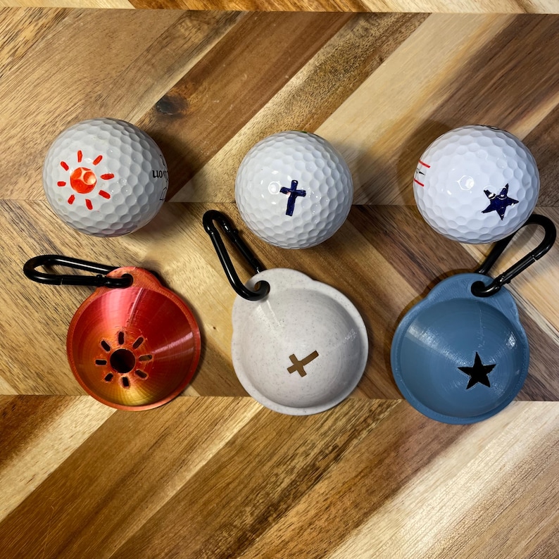 Custom 3D Printed Golf Ball Stencil: Personalized Alignment Marker With Sharpie and Carabiner ...