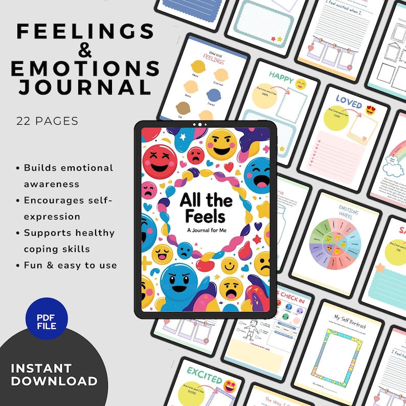 Kids Feelings Journal, All the Feels: A Journal for Me, Printable Kids ...