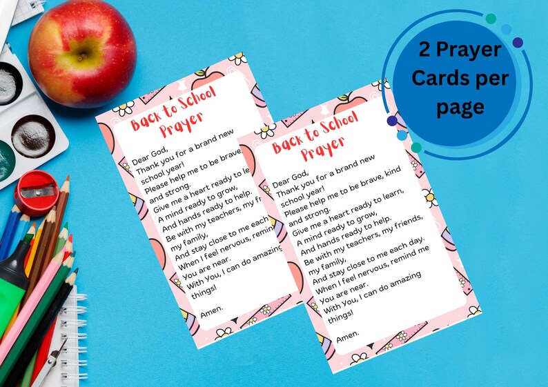 First Day of School Prayer Card,back to School Prayer, Back-to-school ...