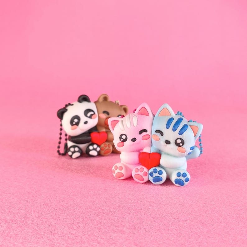Magnetic Couple Keychain Set – 3D Printed Bear, Panda, Cat - Etsy