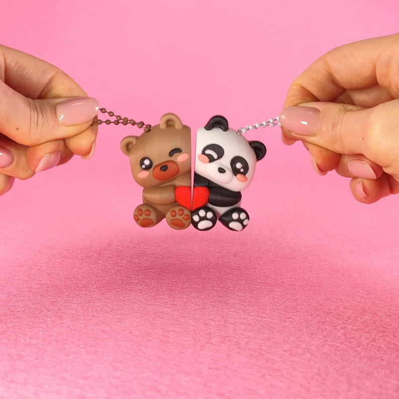 Magnetic Couple Keychain Set – 3D Printed Bear, Panda, Cat - Etsy