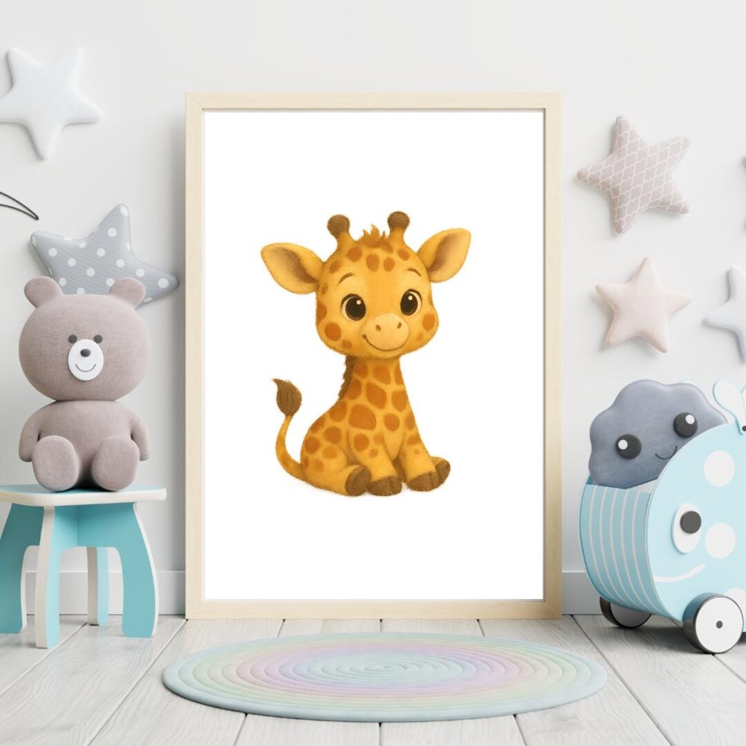 Baby Giraffe Wall Art – Cute Safari Animal Printable for Nursery or ...