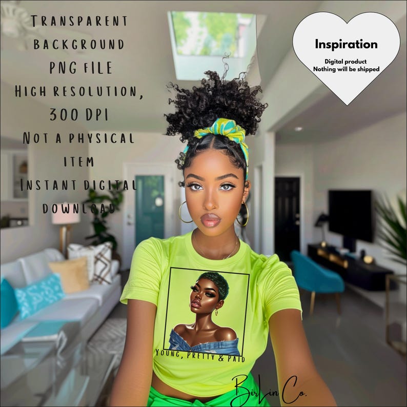 Young Pretty & Paid PNG Bundle | 5 Clipart Variations | Black Girl Glam ...