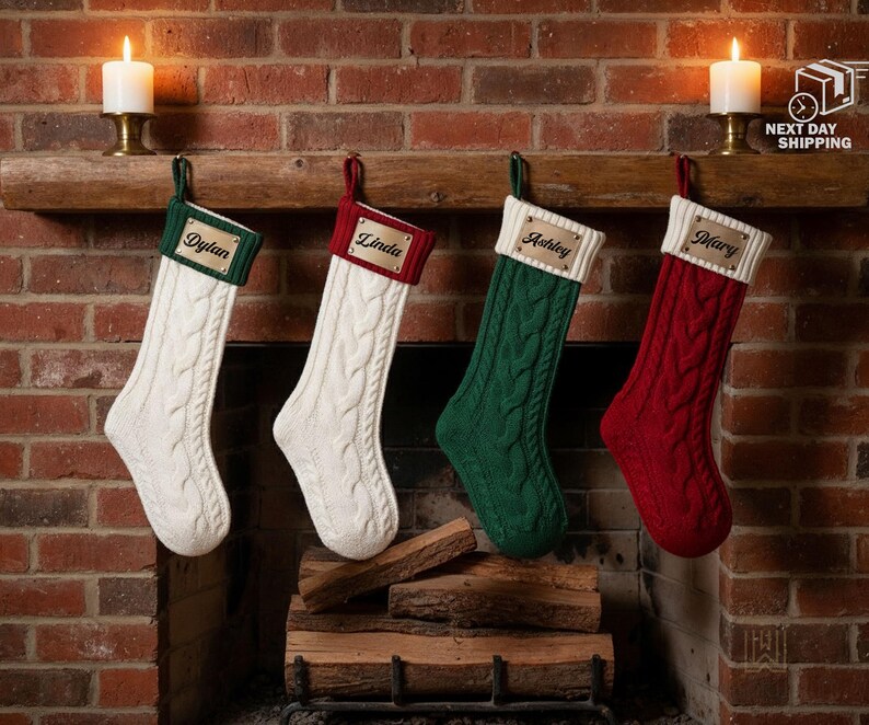 Personalized Christmas Stockings, Custom Name Holiday Stocking, Knit ...