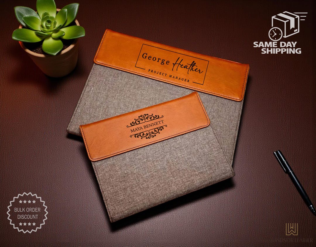 Personalized Leather Portfolio, Custom Engraved Business Portfolio ...