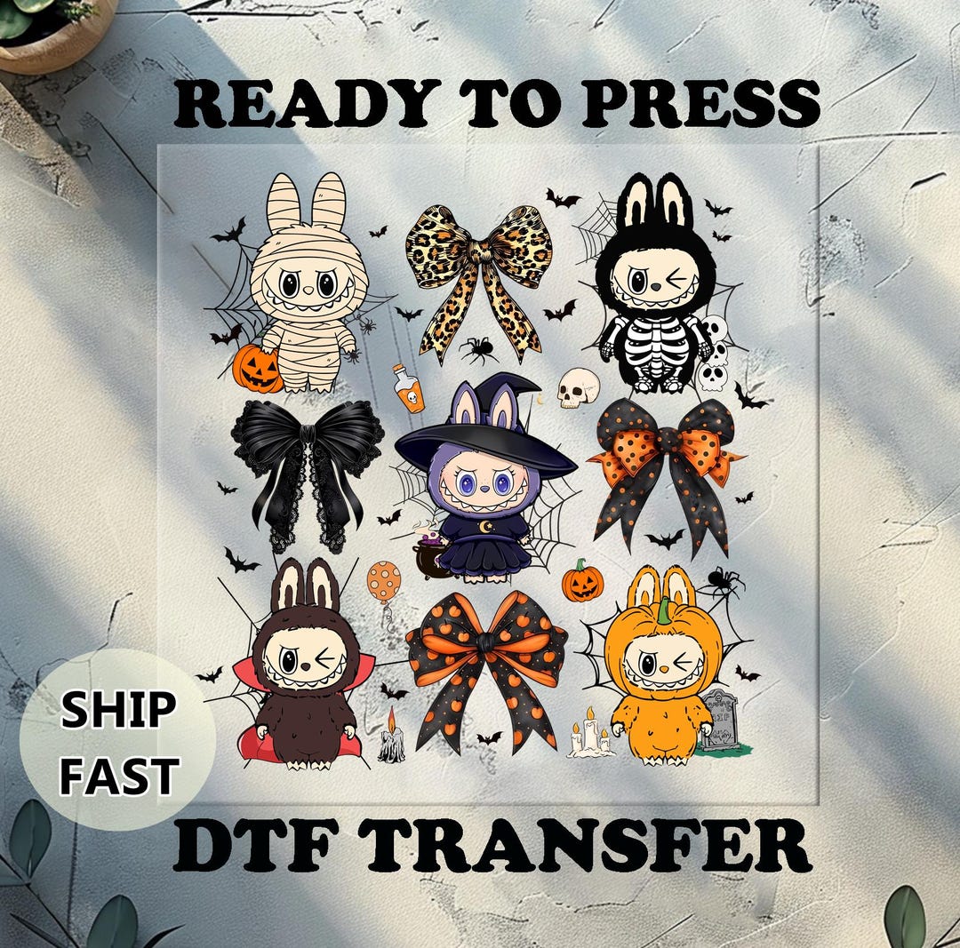 Labubu Halloween Character DTF,DTF Transfers,easter Coquette Bow Doll ...