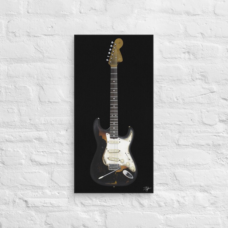 Jimi Hendrix Burnt Stratocaster Canvas Print: Hand-painted Rock Art - Etsy