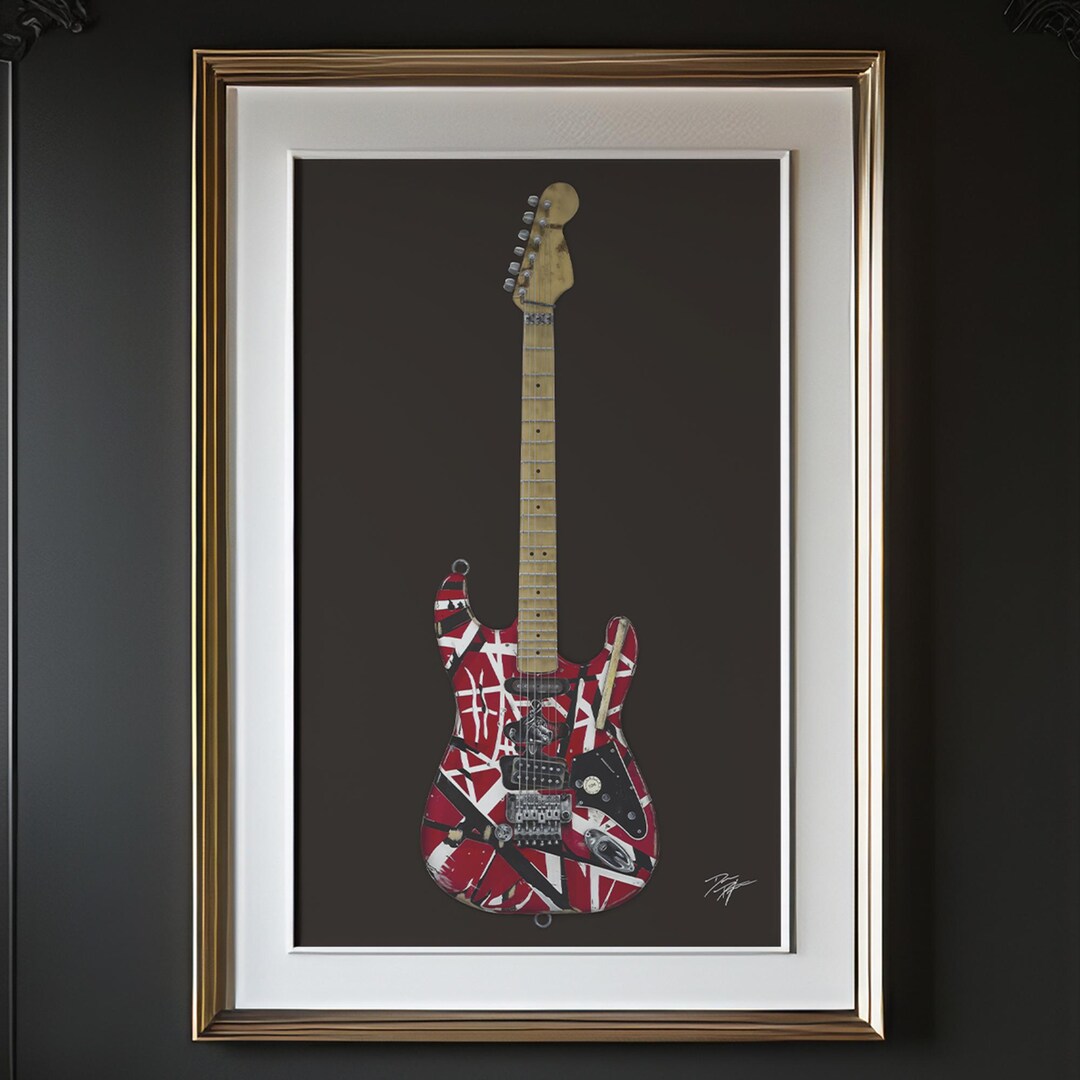 Van Halen Poster – Hand Painted Frankenstrat Guitar Art Print – Rock ...