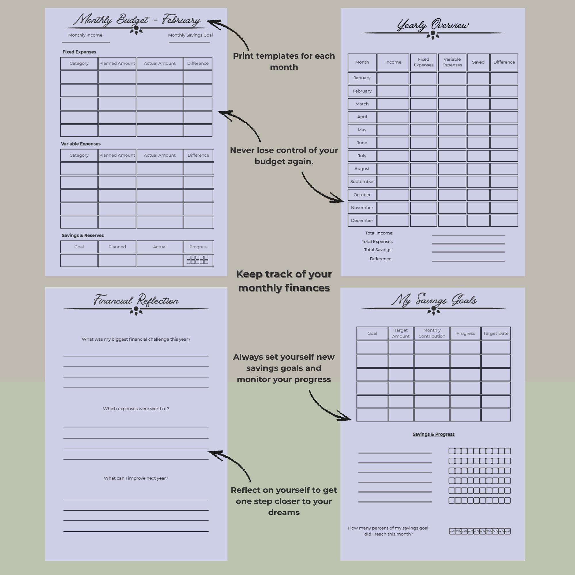 Ultimate Budget Planner PDF | Minimalist A4 Finance Organizer | 4 Color ...