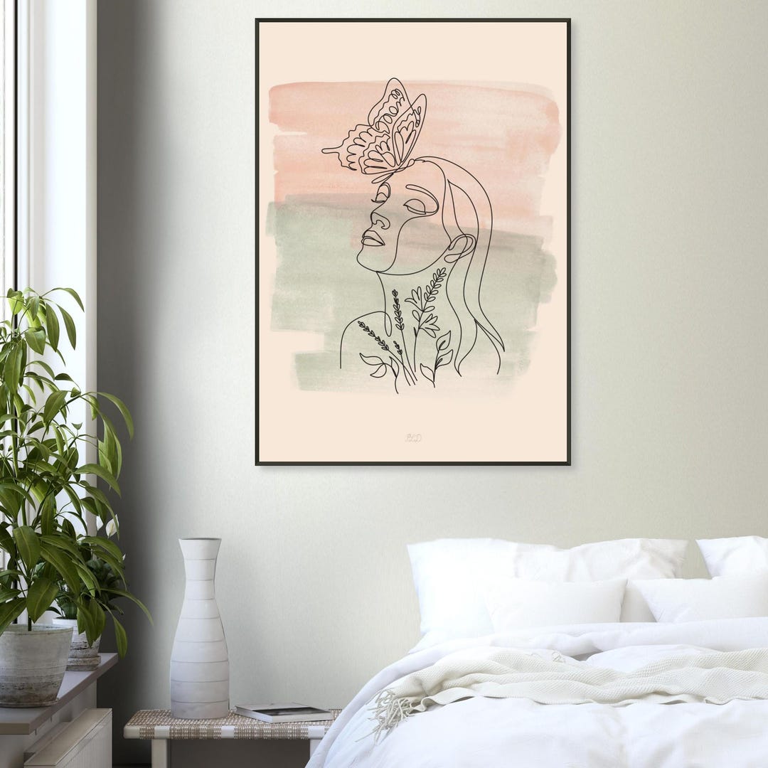 Butterfly Transformation Line Art Poster – Minimalist Feminine Wall Art ...