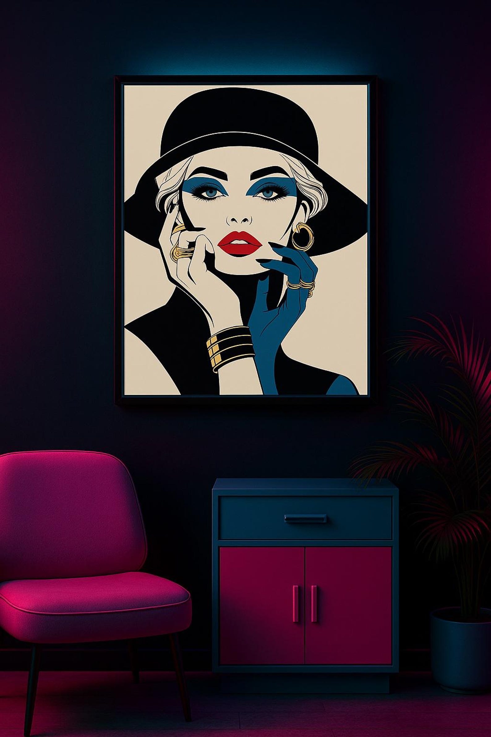 80s Glam Pop Art Woman Printable Wall Decor - Etsy