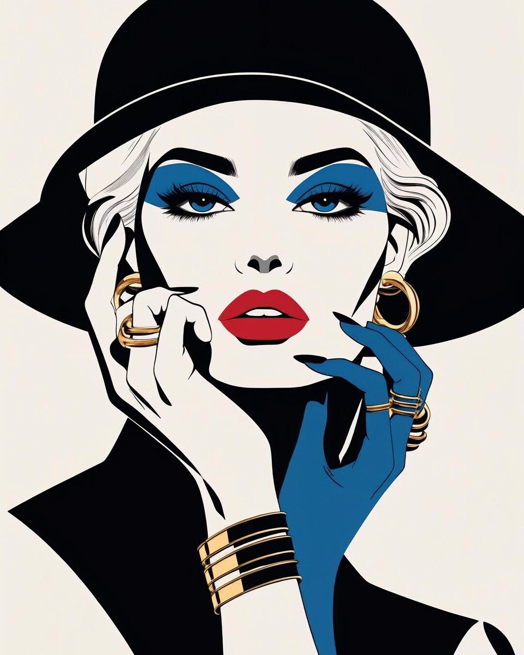80s Glam Pop Art Woman Printable Wall Decor - Etsy
