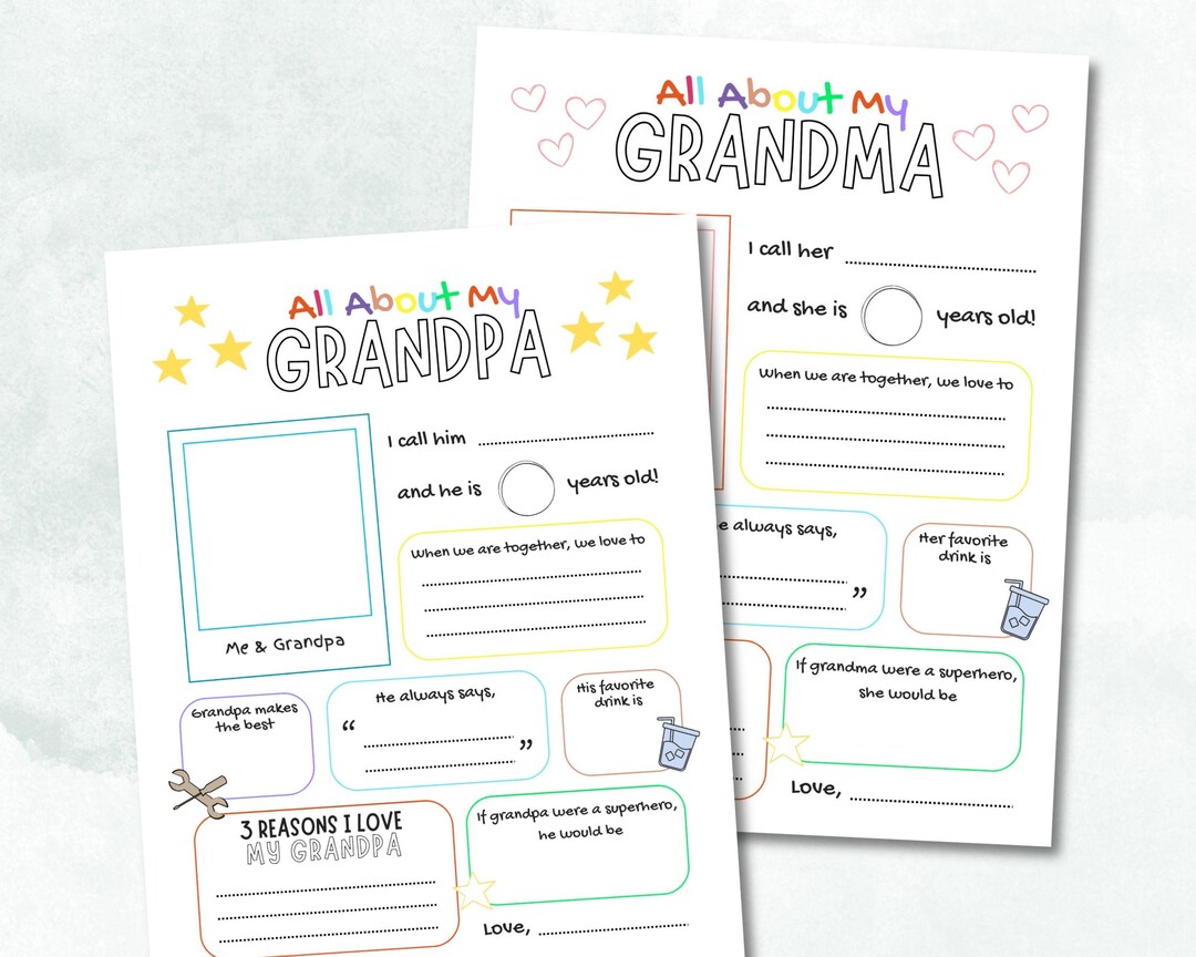 Grandparents Day Activity Printable, All About My Grandma Grandpa ...