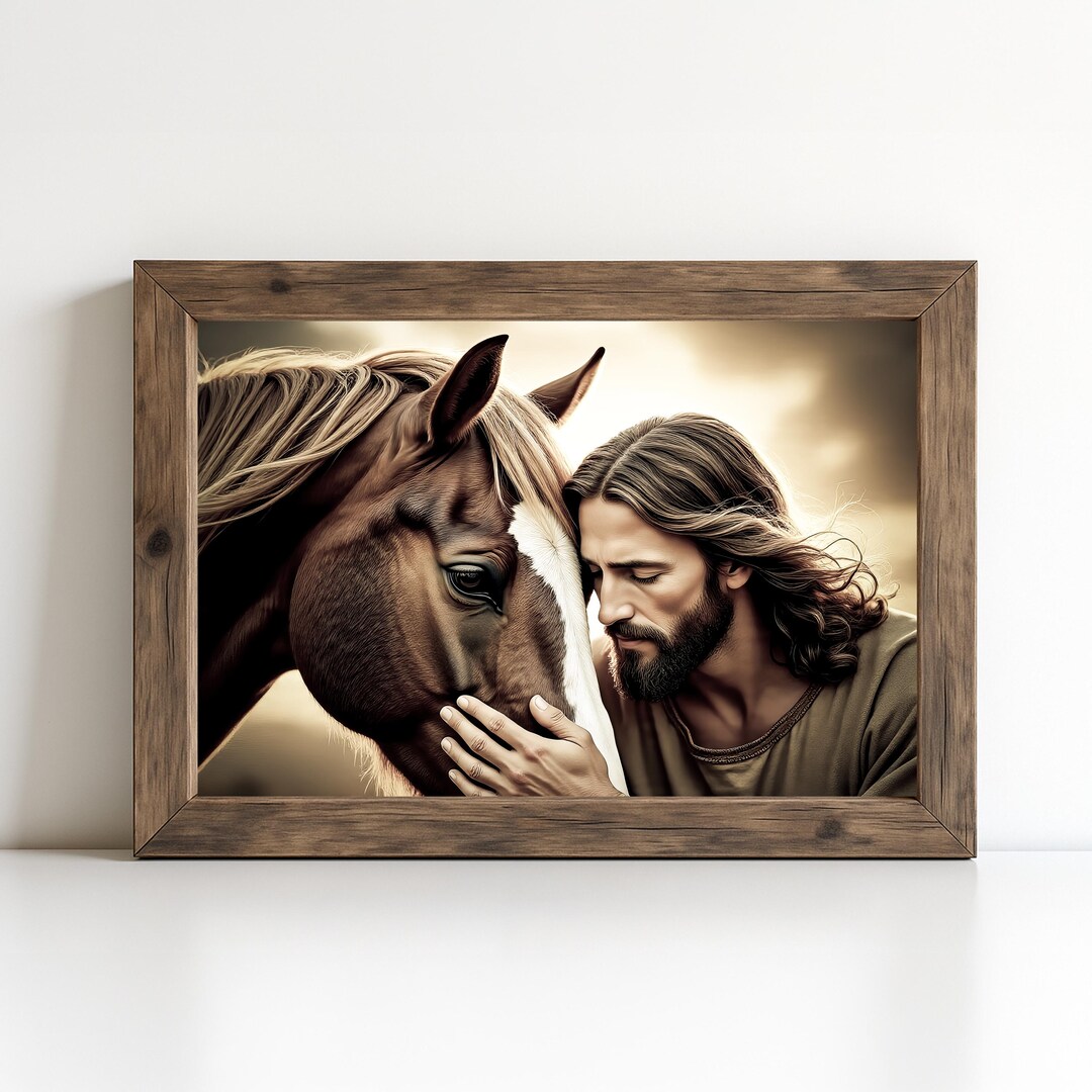 Jesus With Horse Digital Wall Art • western Christian Printable Wall ...