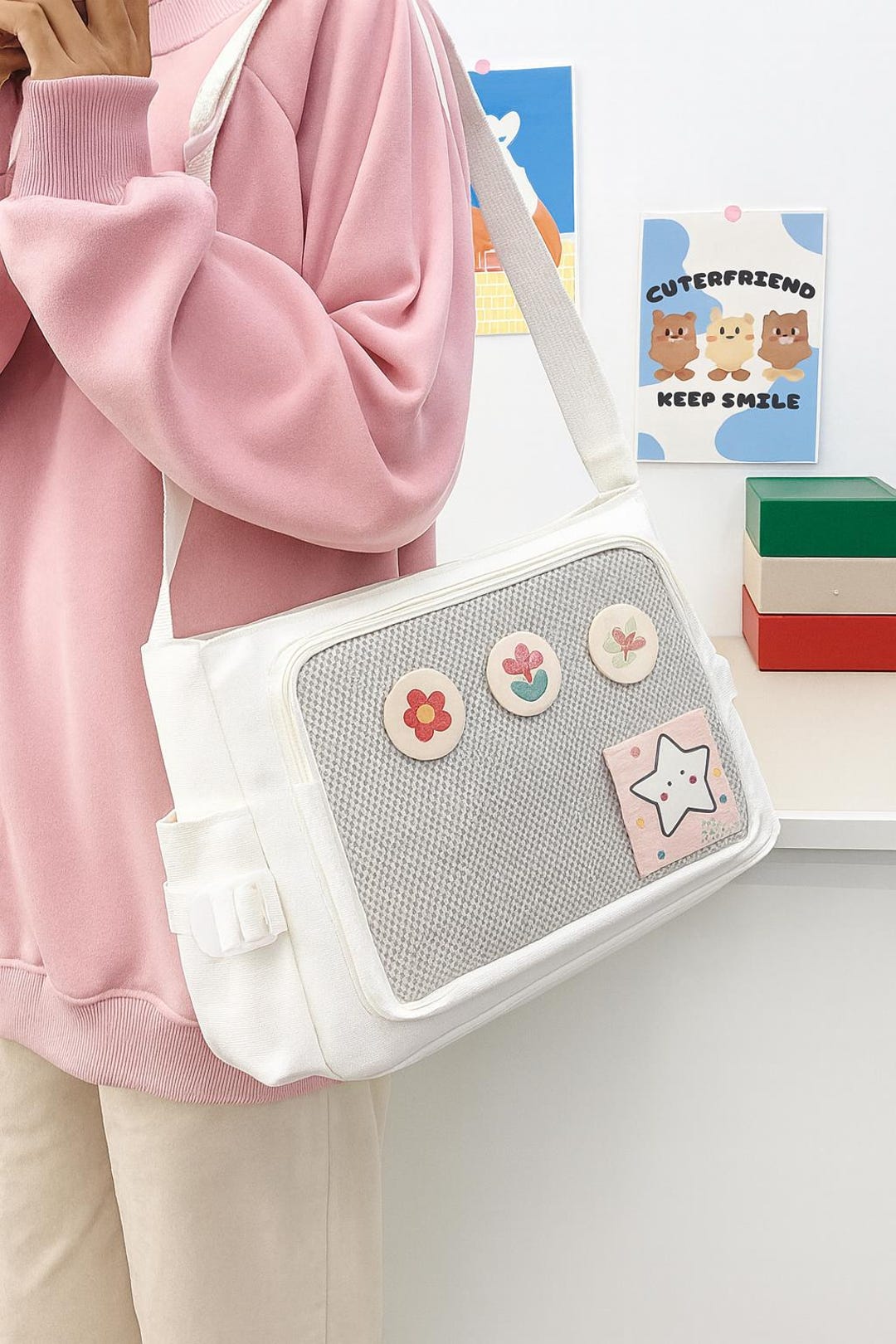 Candy Color Itabag: Anime Badge Display Crossbody Bag - Etsy