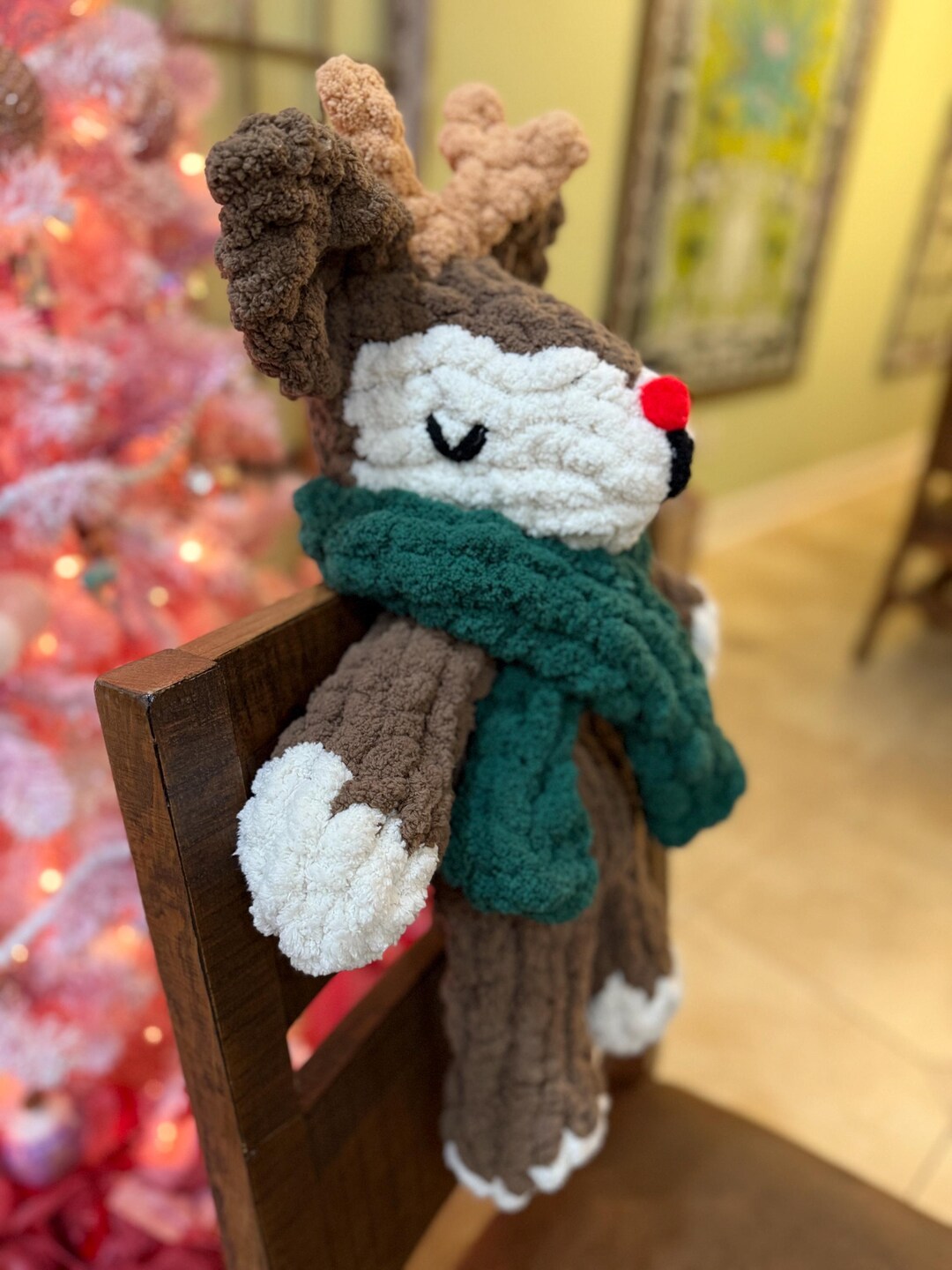 Randolph the Red Nose Reindeer Chunky Yarn Stuffie/snuggler - Etsy
