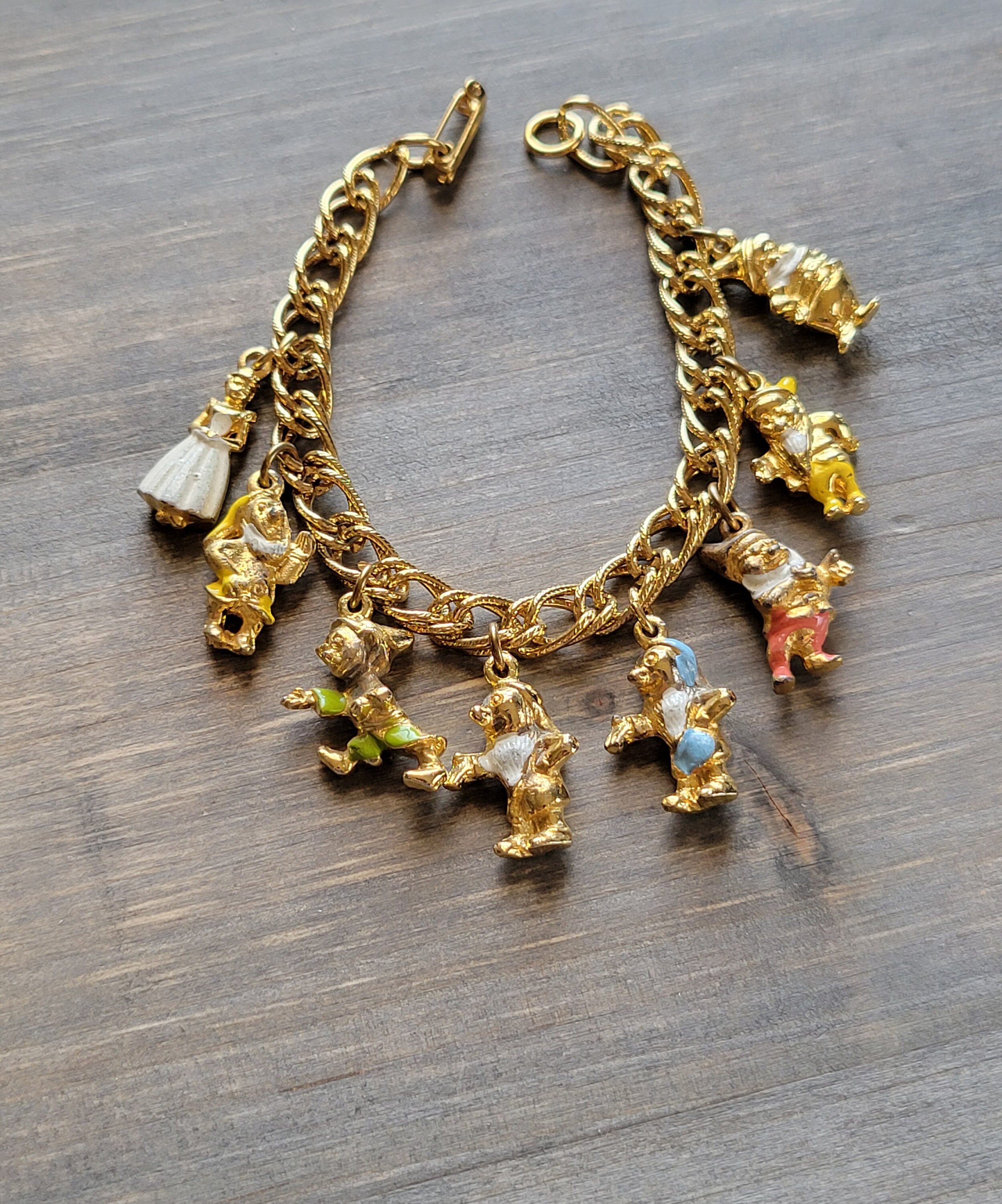 Disney Snow White and the Seven Dwarfs Charm Bracelet Gold - Etsy