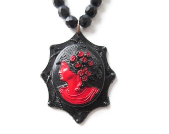 Plastic Cameo Necklace - Etsy