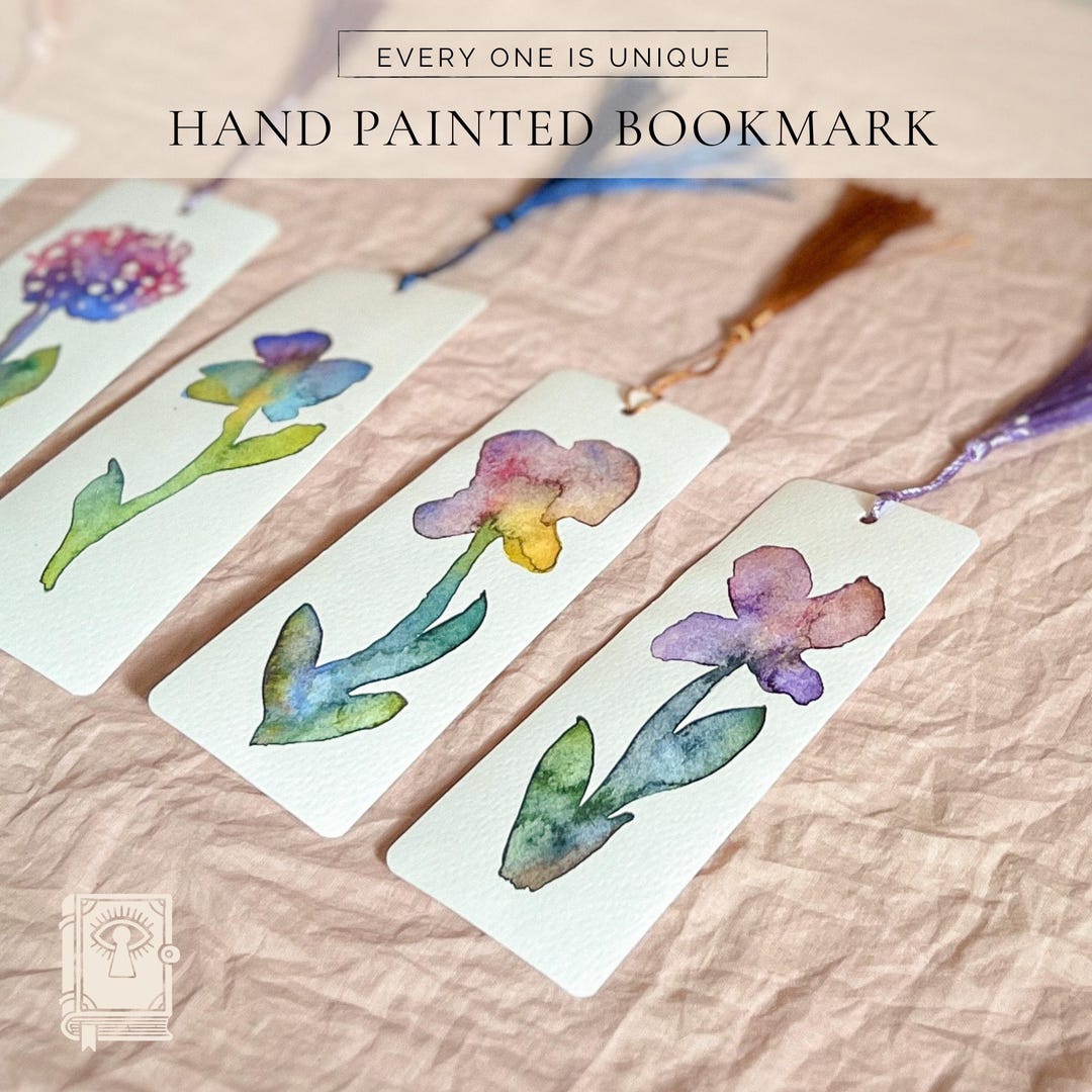 Hand Painted Watercolor Bookmark – Real Floral Painting on Heavy Paper ...