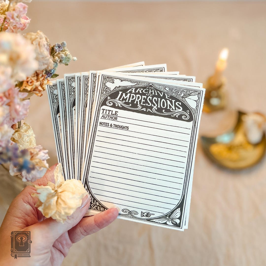 Book Review Cards | Vintage Library Style Reading Journal Stationery - Etsy