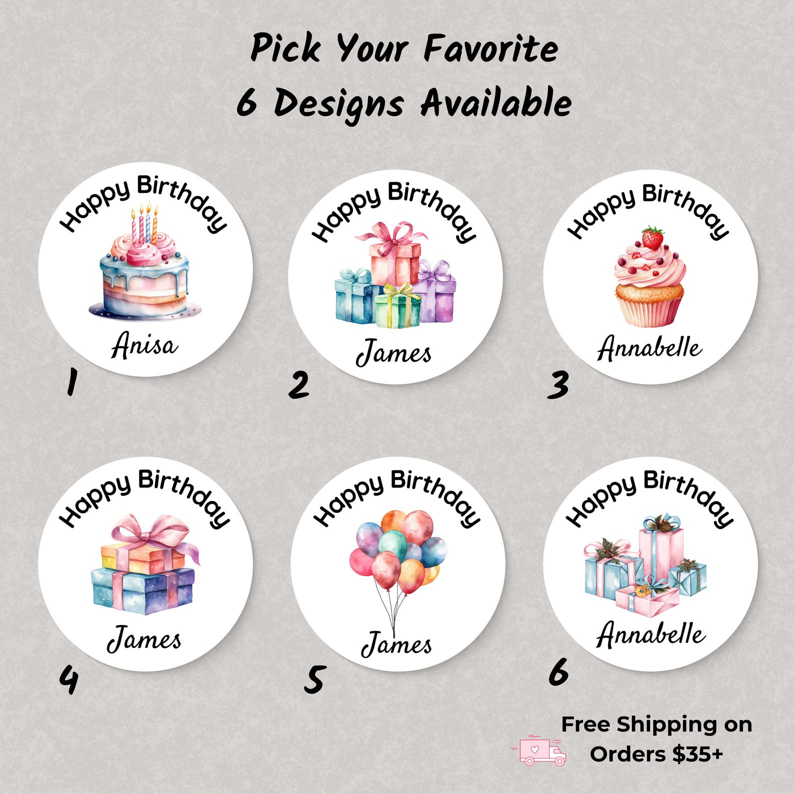 Personalized Happy Birthday Stickers - Custom Name, 2 Inch Round ...