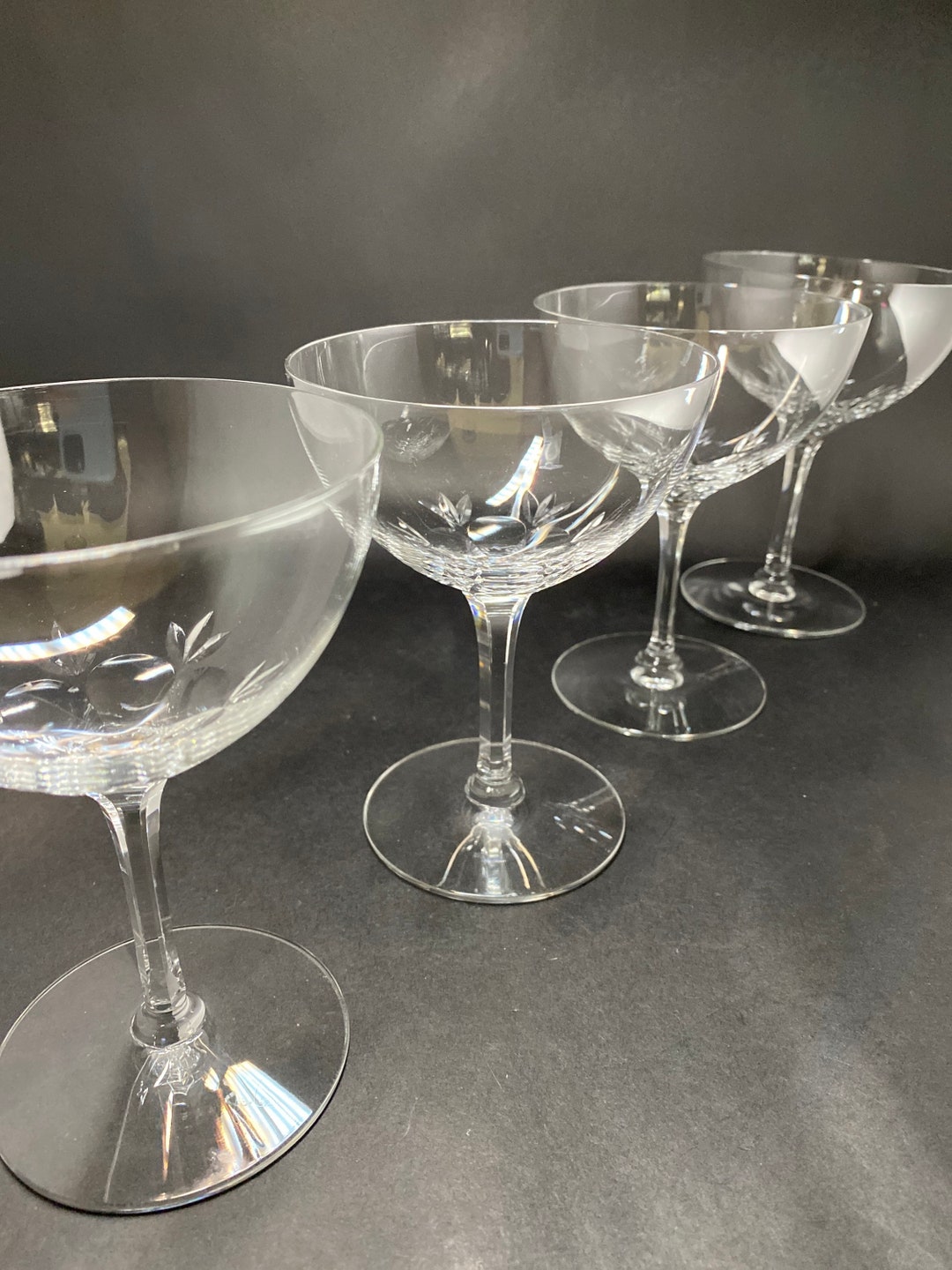 8 Seneca Crystal Champagne Coupes in Dayton Pattern - Etsy