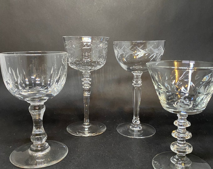 4 Nick And Nora Cocktail Glasses Etsy