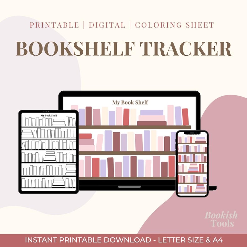 Bookshelf Reading Tracker: 100 Books, Romance Color Scheme (digital ...