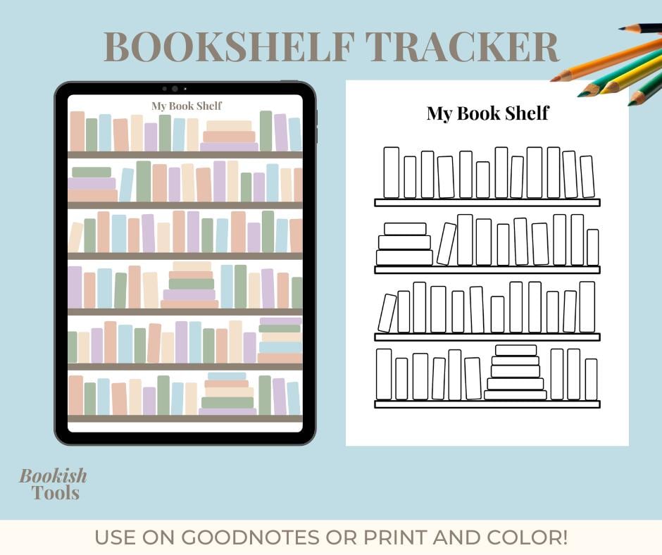 100 Book Bookshelf Tracker: Printable Reading Journal (goodnotes & iPad ...