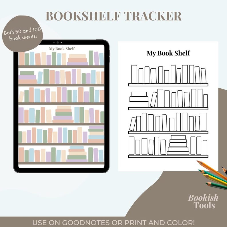 Bookshelf Reading Tracker Bundle: 50 & 100 Books (digital Download ...