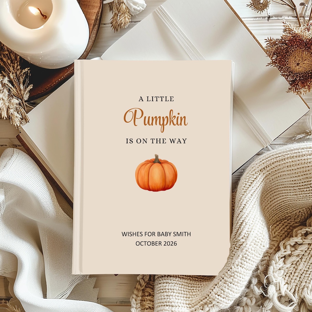 Pumpkin Baby Shower Guest Book, Custom, Wishes for Baby, Neutral, A ...