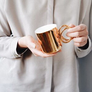 TWIST Mug, Porcelain Cup Painted With Real Gold, Ceramic Mug for Coffee ...