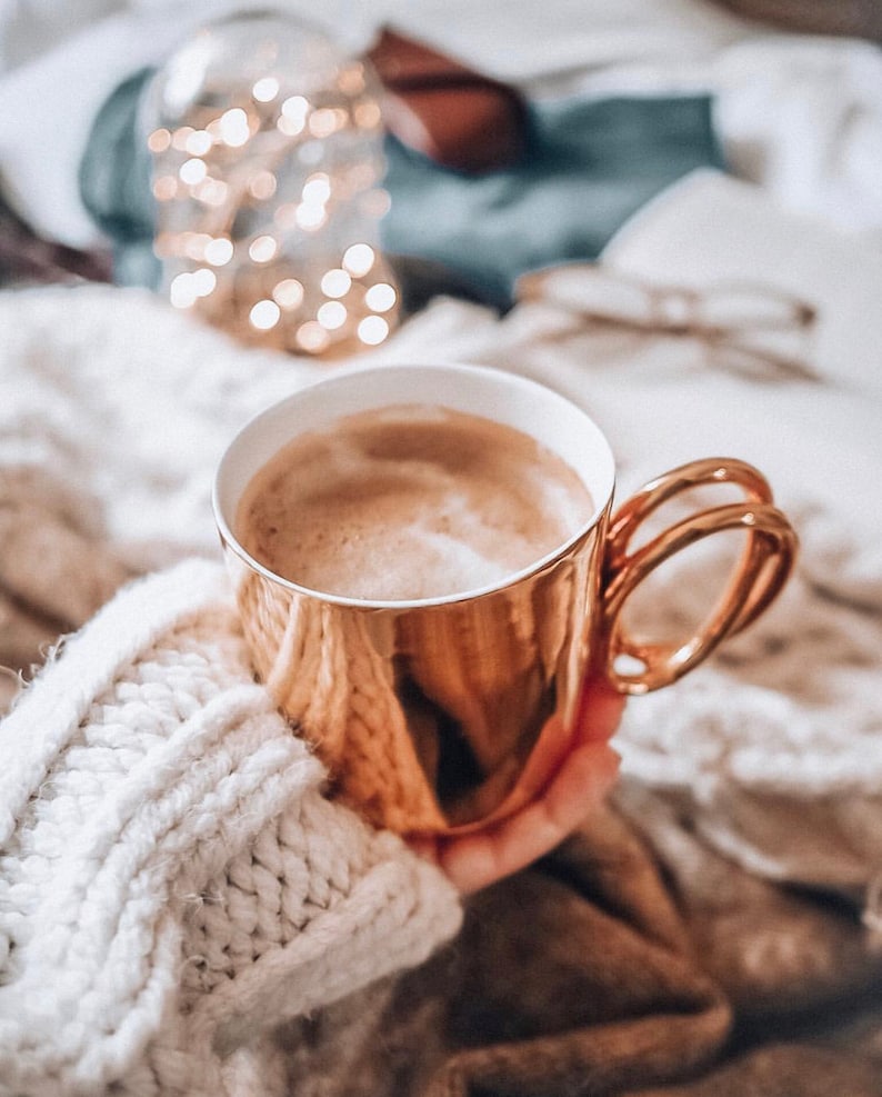 TWIST mug porcelain cup painted with real gold ceramic mug | Etsy