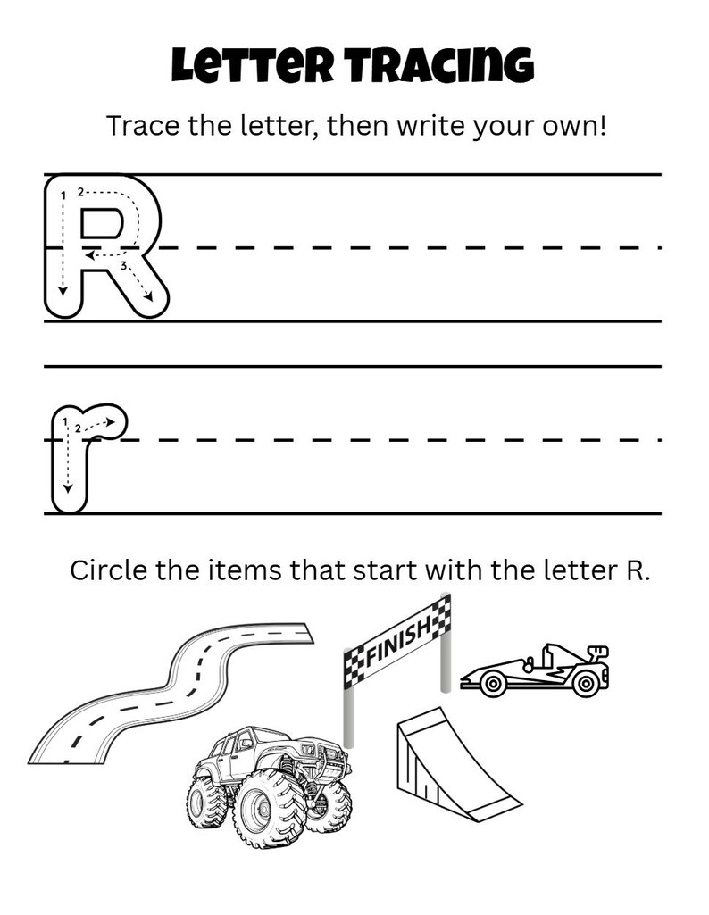 Vroom Vroom Vehicles – 52-page Printable Preschool Workbook | Letter ...