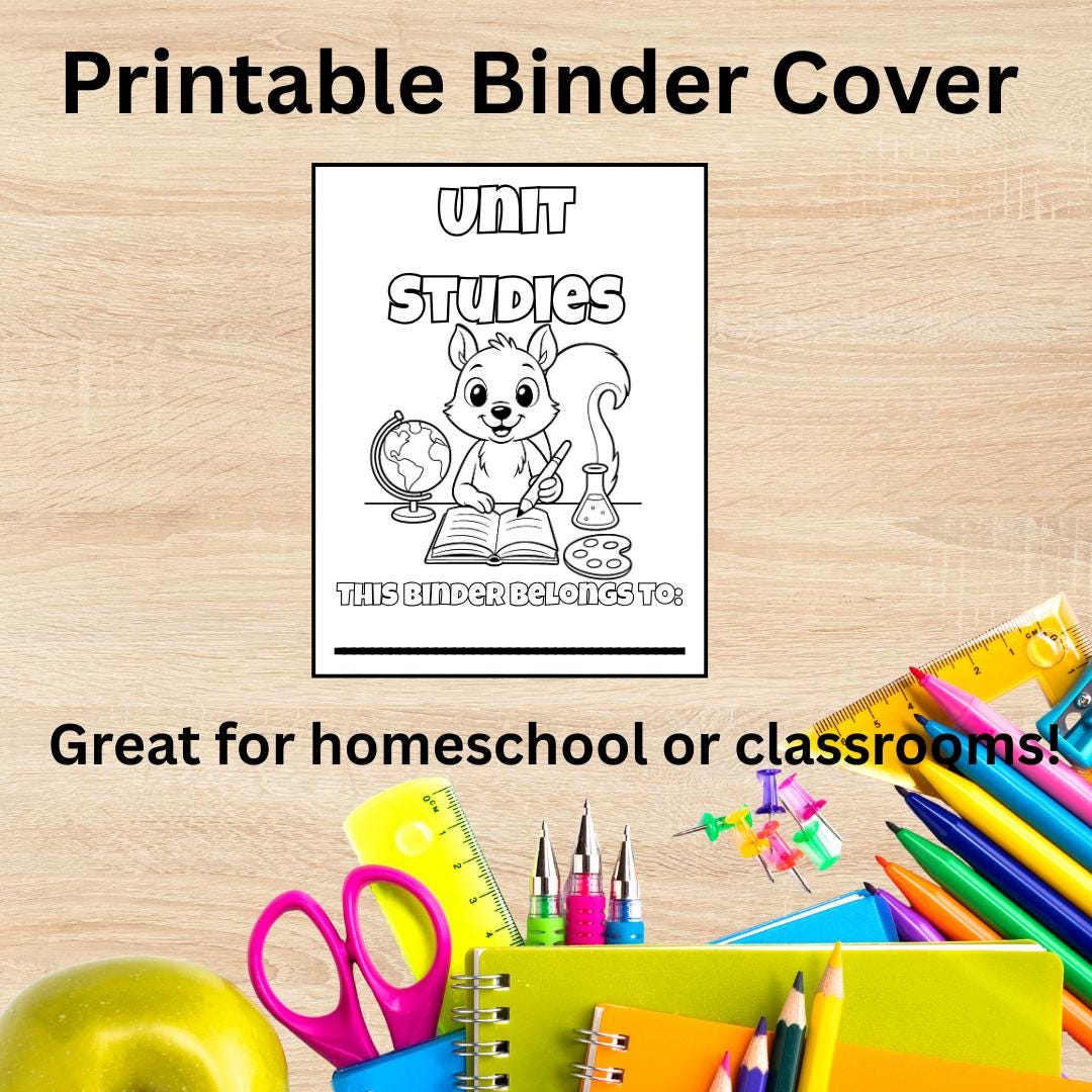 Unit Studies Binder Cover – Printable Coloring Page for Homeschool or ...