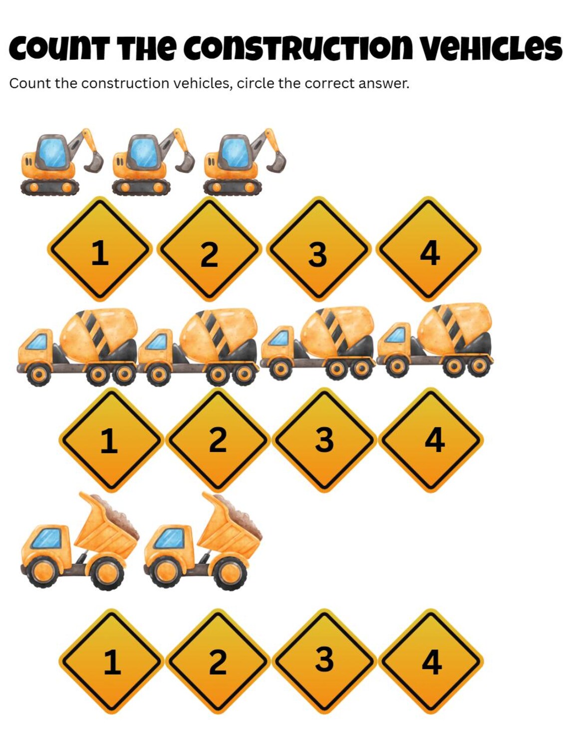 Construction Zone Preschool Workbook: 50+ Page Learning Activities ...