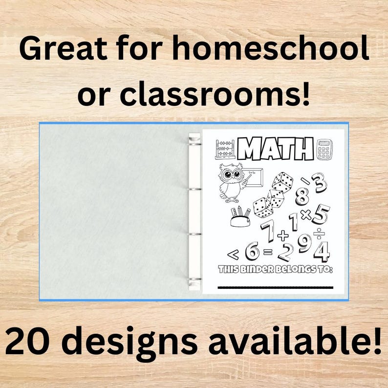 Printable Math Binder Cover – Coloring Page Divider for Homeschool or ...