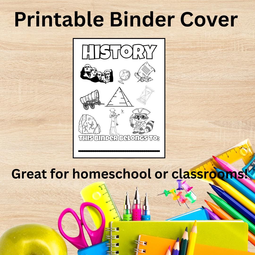History Binder Cover – Printable Coloring Page for Homeschool or ...