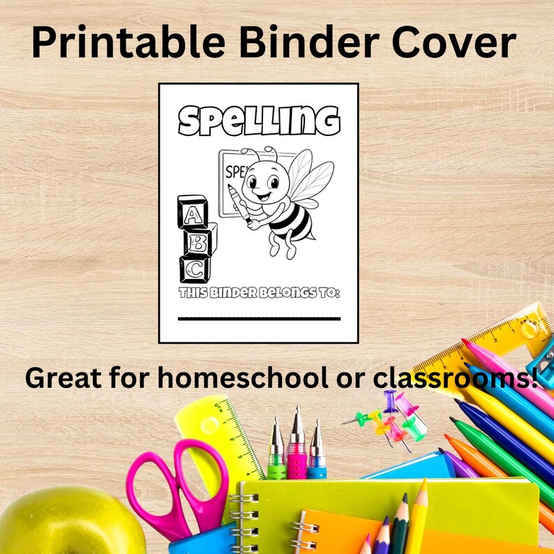 Spelling Binder Cover – Coloring Page for Homeschool or Classroom ...